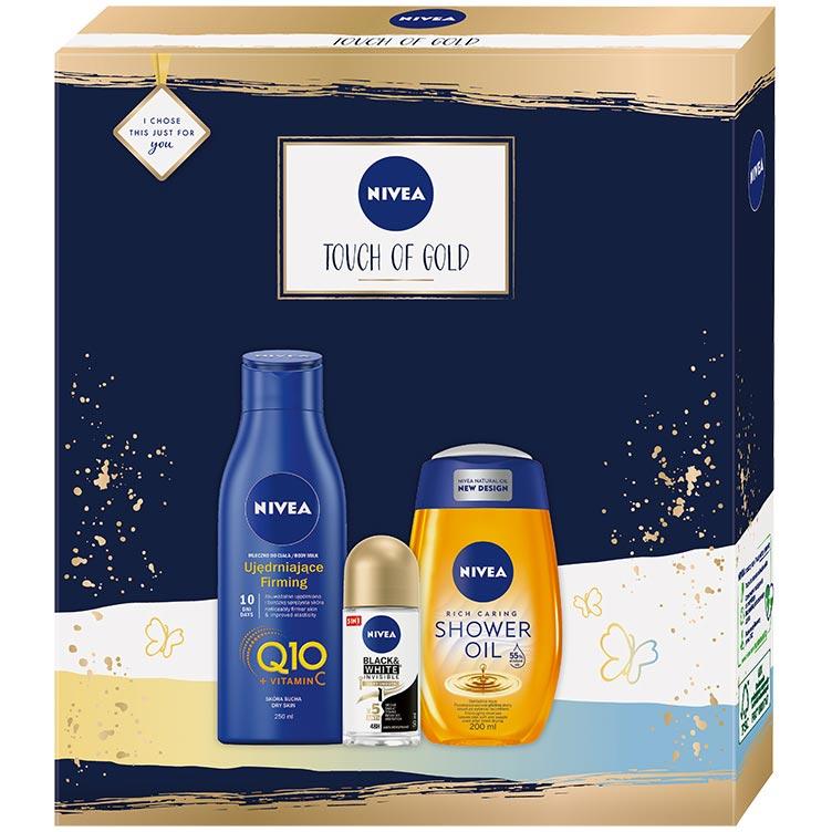 Nivea zestaw Touch of Gold mleczko do ciała + olejek pod prysznic ...