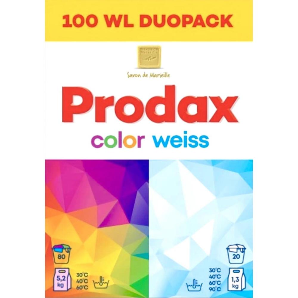 Prodax Color proszek do prania DuoPack Kolory 5,2kg + Biel 1,3kg - Max ...