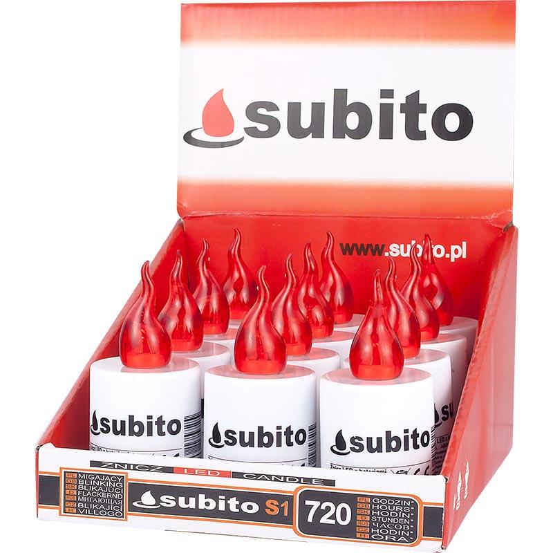 Subito S1 wkład do zniczy LED Czerwony 12 sztuk - Max Drogeria.pl